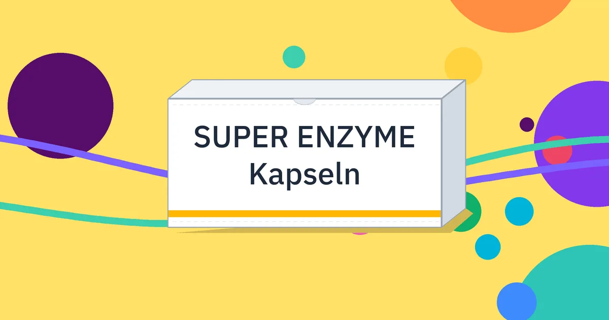 Symbolbild: Packung mit der Aufschrift SUPER ENZYME Kapseln (PZN 02223023) – Verfügbarkeit und Bezug in Apotheken in Frankfurt am Main