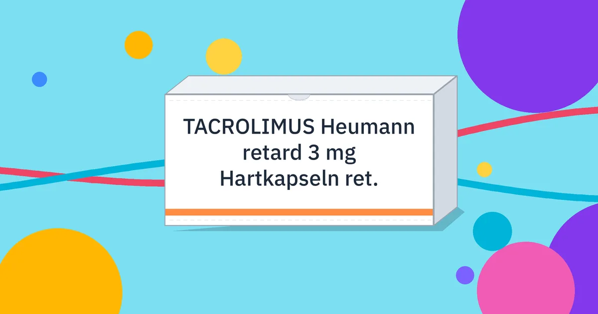 Symbolbild: Packung mit der Aufschrift TACROLIMUS Heumann retard 3 mg Hartkapseln ret. (PZN 18490826) – Verfügbarkeit und Bezug in Apotheken in Frankfurt am Main