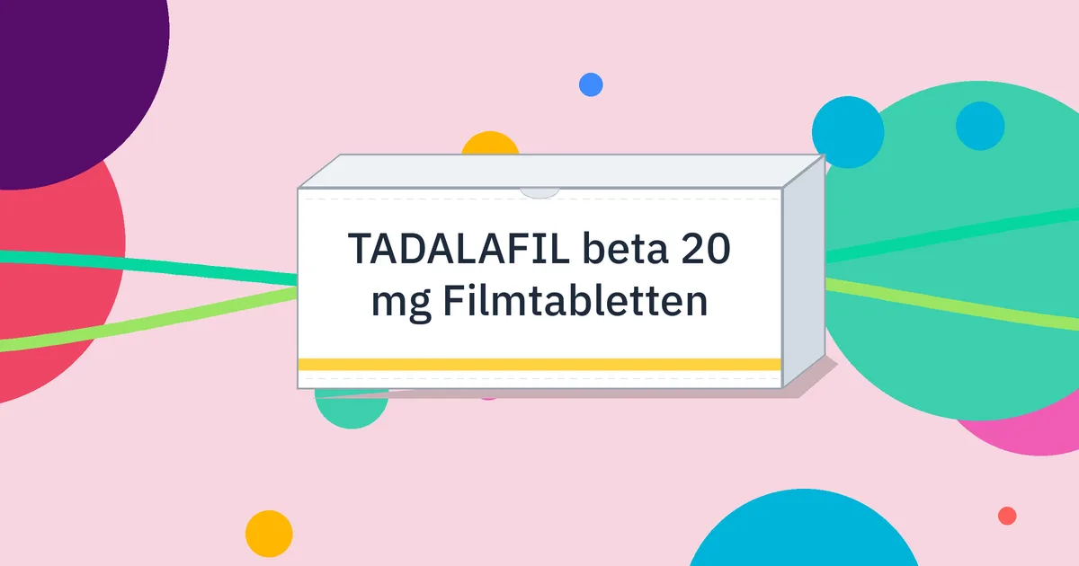 Symbolbild: Packung mit der Aufschrift TADALAFIL beta 20 mg Filmtabletten (PZN 13700259) – Verfügbarkeit und Bezug in Apotheken in Frankfurt am Main