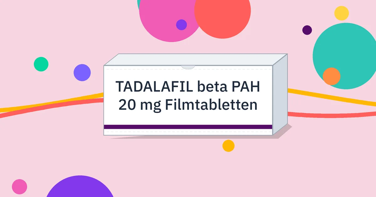 Symbolbild: Packung mit der Aufschrift TADALAFIL beta PAH 20 mg Filmtabletten (PZN 13700377) – Verfügbarkeit und Bezug in Apotheken in Frankfurt am Main