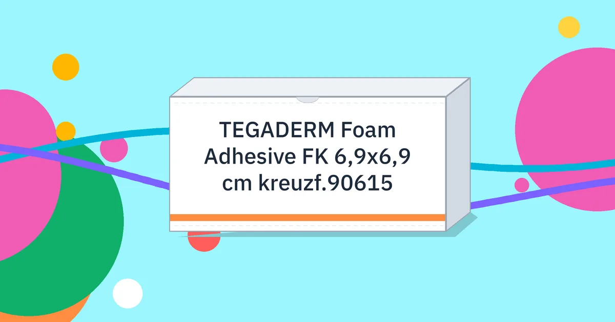 Symbolbild: Packung mit der Aufschrift TEGADERM Foam Adhesive FK 6,9x6,9 cm kreuzf.90615 (PZN 06917202) – Verfügbarkeit und Bezug in Apotheken in Frankfurt am Main