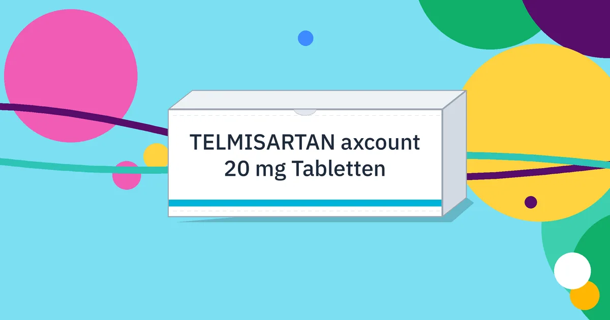 Symbolbild: Packung mit der Aufschrift TELMISARTAN axcount 20 mg Tabletten (PZN 16880316) – Verfügbarkeit und Bezug in Apotheken in Frankfurt am Main