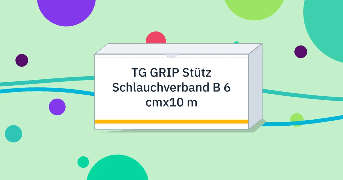 Symbolbild: Packung mit der Aufschrift TG GRIP Stütz Schlauchverband B 6 cmx10 m (PZN 15430982) – Verfügbarkeit und Bezug in Apotheken in Frankfurt am Main
