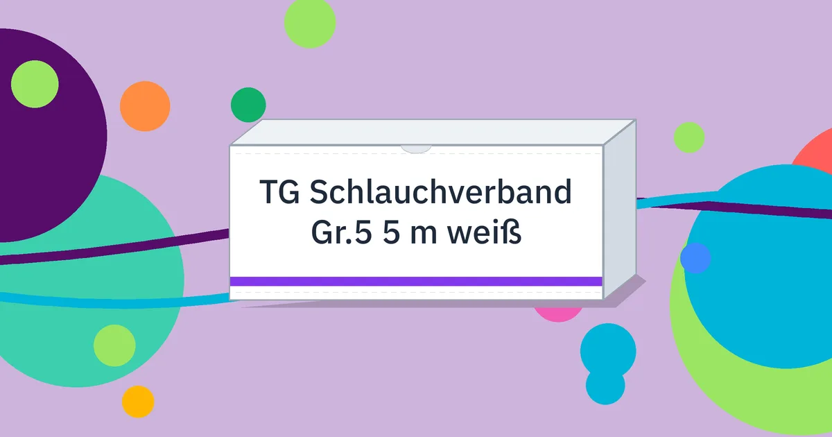 Symbolbild: Packung mit der Aufschrift TG Schlauchverband Gr.5 5 m weiß (PZN 13502884) – Verfügbarkeit und Bezug in Apotheken in Frankfurt am Main