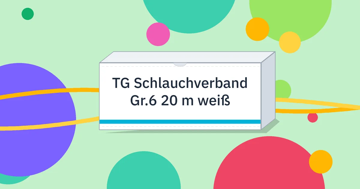 Symbolbild: Packung mit der Aufschrift TG Schlauchverband Gr.6 20 m weiß (PZN 12589624) – Verfügbarkeit und Bezug in Apotheken in Frankfurt am Main
