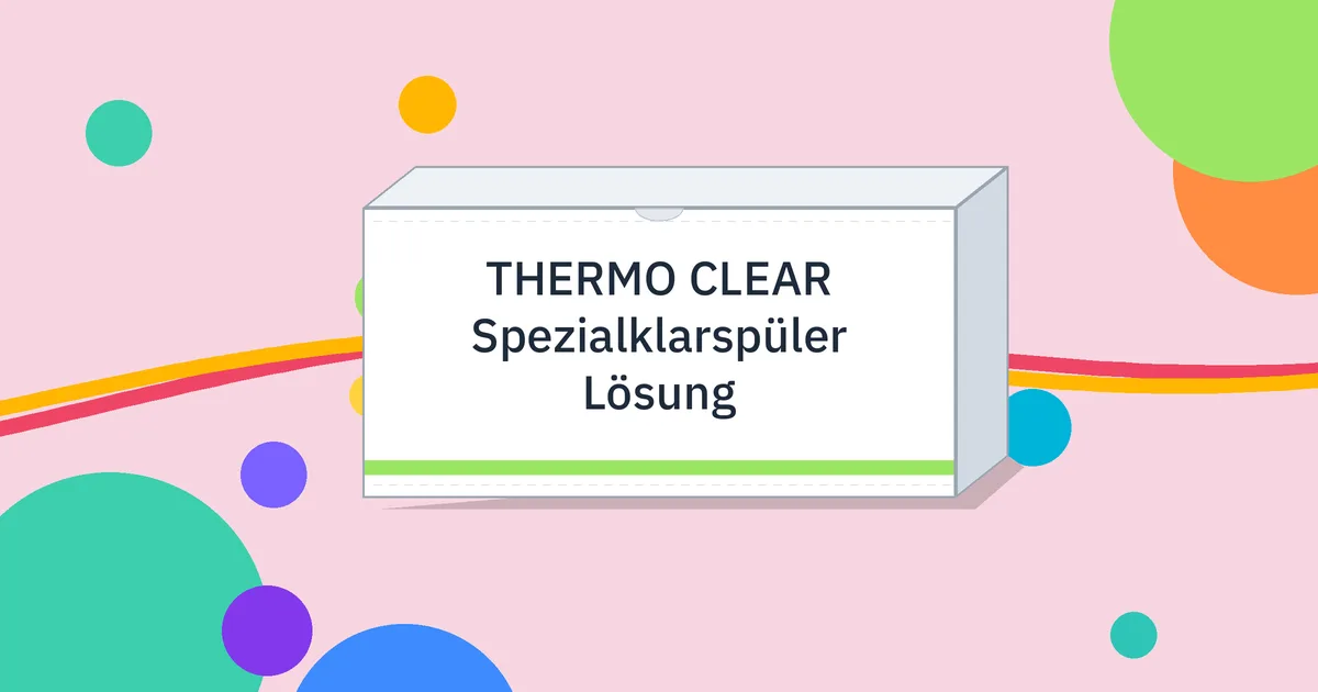 Symbolbild: Packung mit der Aufschrift THERMO CLEAR Spezialklarspüler Lösung (PZN 16202361) – Verfügbarkeit und Bezug in Apotheken in Frankfurt am Main