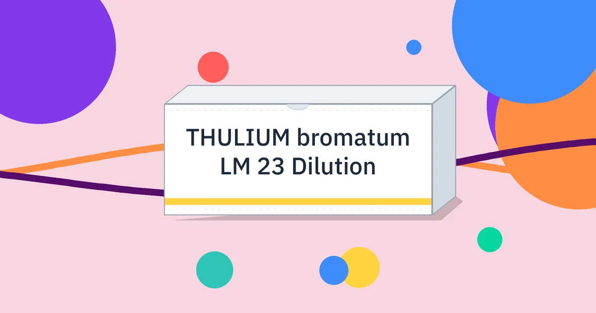 Symbolbild: Packung mit der Aufschrift THULIUM bromatum LM 23 Dilution (PZN 13691129) – Verfügbarkeit und Bezug in Apotheken in Frankfurt am Main
