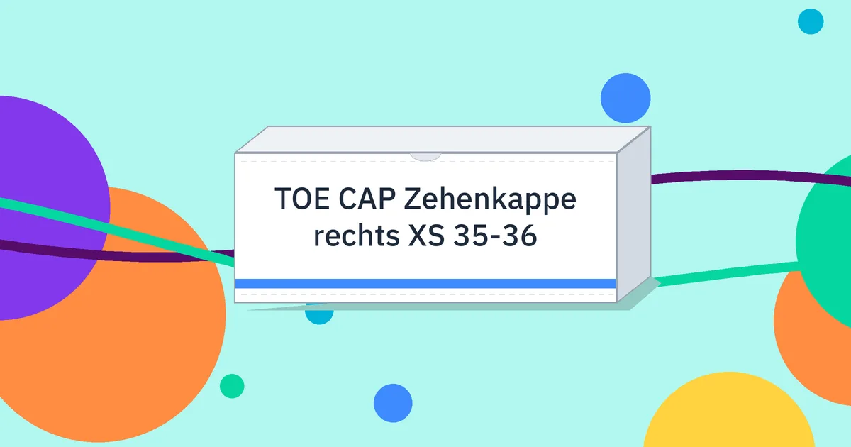 Symbolbild: Packung mit der Aufschrift TOE CAP Zehenkappe rechts XS 35-36 (PZN 16631518) – Verfügbarkeit und Bezug in Apotheken in Frankfurt am Main