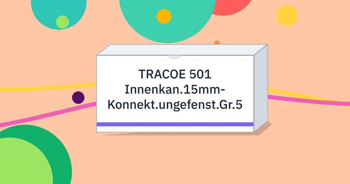 Symbolbild: Packung mit der Aufschrift TRACOE 501 Innenkan.15mm-Konnekt.ungefenst.Gr.5 (PZN 00922538) – Verfügbarkeit und Bezug in Apotheken in Frankfurt am Main