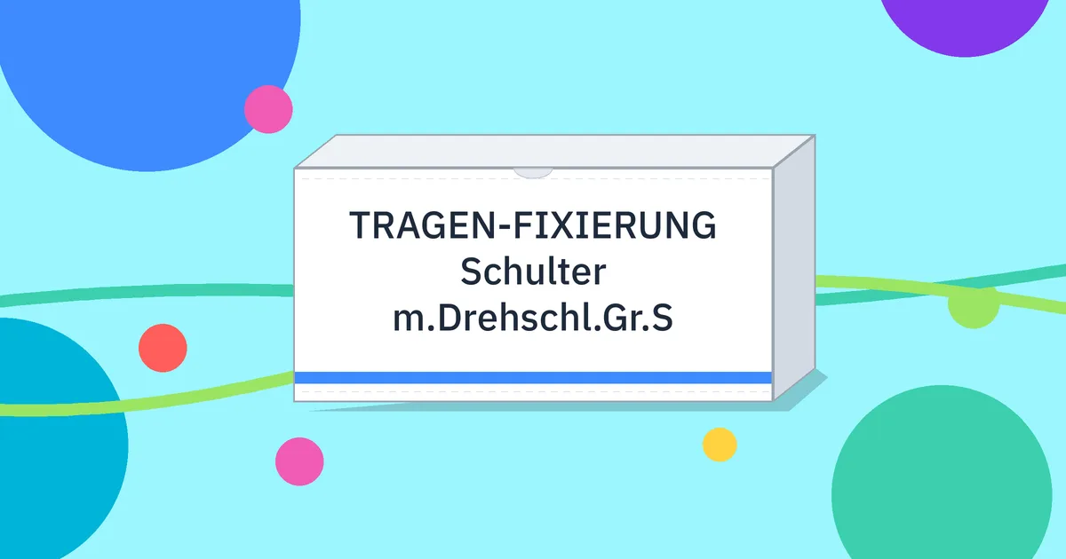 Symbolbild: Packung mit der Aufschrift TRAGEN-FIXIERUNG Schulter m.Drehschl.Gr.S (PZN 14298003) – Verfügbarkeit und Bezug in Apotheken in Frankfurt am Main