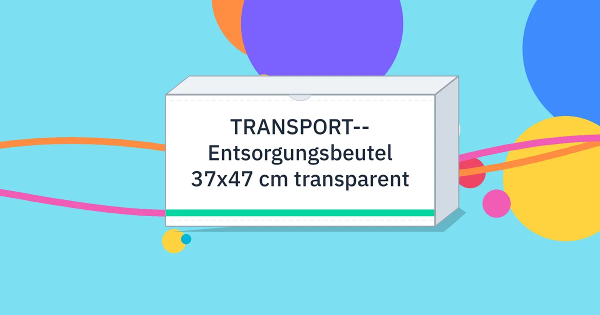 Symbolbild: Packung mit der Aufschrift TRANSPORT--Entsorgungsbeutel 37x47 cm transparent (PZN 03398150) – Verfügbarkeit und Bezug in Apotheken in Frankfurt am Main