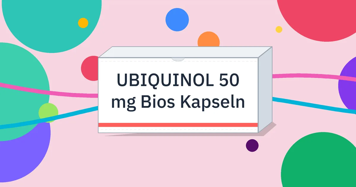 Symbolbild: Packung mit der Aufschrift UBIQUINOL 50 mg Bios Kapseln (PZN 04366809) – Verfügbarkeit und Bezug in Apotheken in Frankfurt am Main