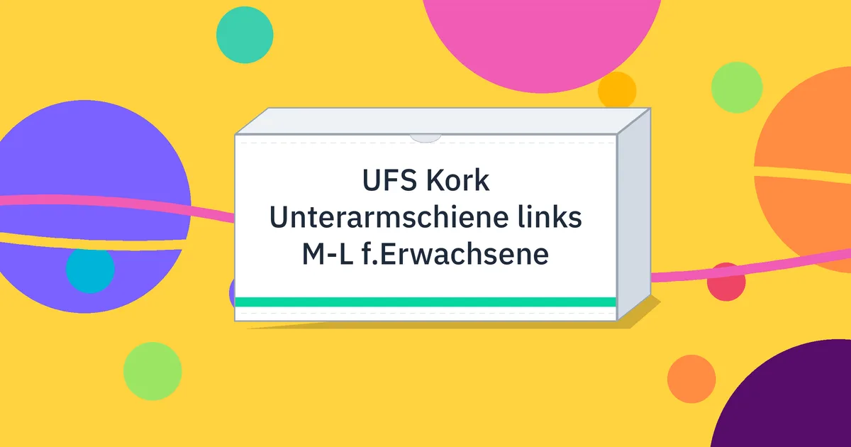 Symbolbild: Packung mit der Aufschrift UFS Kork Unterarmschiene links M-L f.Erwachsene (PZN 04809572) – Verfügbarkeit und Bezug in Apotheken in Frankfurt am Main