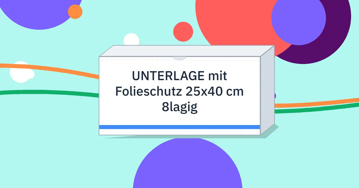 Symbolbild: Packung mit der Aufschrift UNTERLAGE mit Folieschutz 25x40 cm 8lagig (PZN 17390152) – Verfügbarkeit und Bezug in Apotheken in Frankfurt am Main