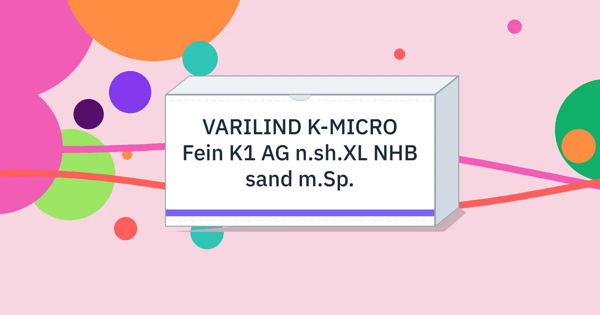 Symbolbild: Packung mit der Aufschrift VARILIND K-MICRO Fein K1 AG n.sh.XL NHB sand m.Sp. (PZN 20554404) – Verfügbarkeit und Bezug in Apotheken in Frankfurt am Main