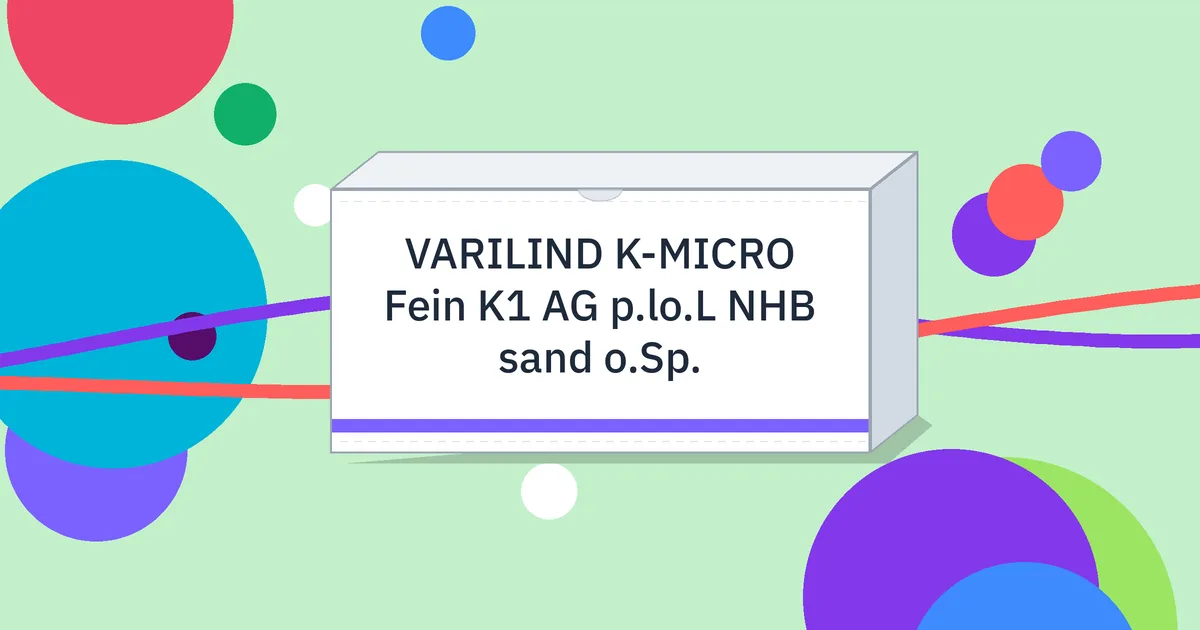 Symbolbild: Packung mit der Aufschrift VARILIND K-MICRO Fein K1 AG p.lo.L NHB sand o.Sp. (PZN 20554717) – Verfügbarkeit und Bezug in Apotheken in Frankfurt am Main
