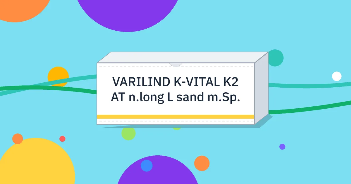 Symbolbild: Packung mit der Aufschrift VARILIND K-VITAL K2 AT n.long L sand m.Sp. (PZN 20561166) – Verfügbarkeit und Bezug in Apotheken in Frankfurt am Main