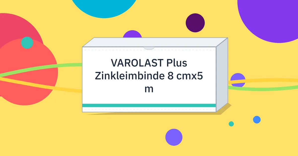 Symbolbild: Packung mit der Aufschrift VAROLAST Plus Zinkleimbinde 8 cmx5 m (PZN 00006037) – Verfügbarkeit und Bezug in Apotheken in Frankfurt am Main