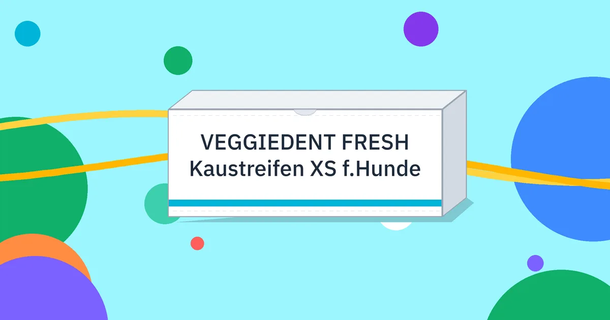 Symbolbild: Packung mit der Aufschrift VEGGIEDENT FRESH Kaustreifen XS f.Hunde (PZN 16608933) – Verfügbarkeit und Bezug in Apotheken in Frankfurt am Main
