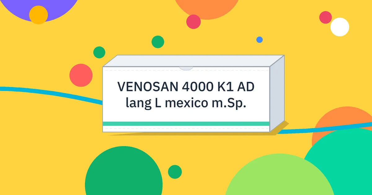 Symbolbild: Packung mit der Aufschrift VENOSAN 4000 K1 AD lang L mexico m.Sp. (PZN 14422992) – Verfügbarkeit und Bezug in Apotheken in Frankfurt am Main