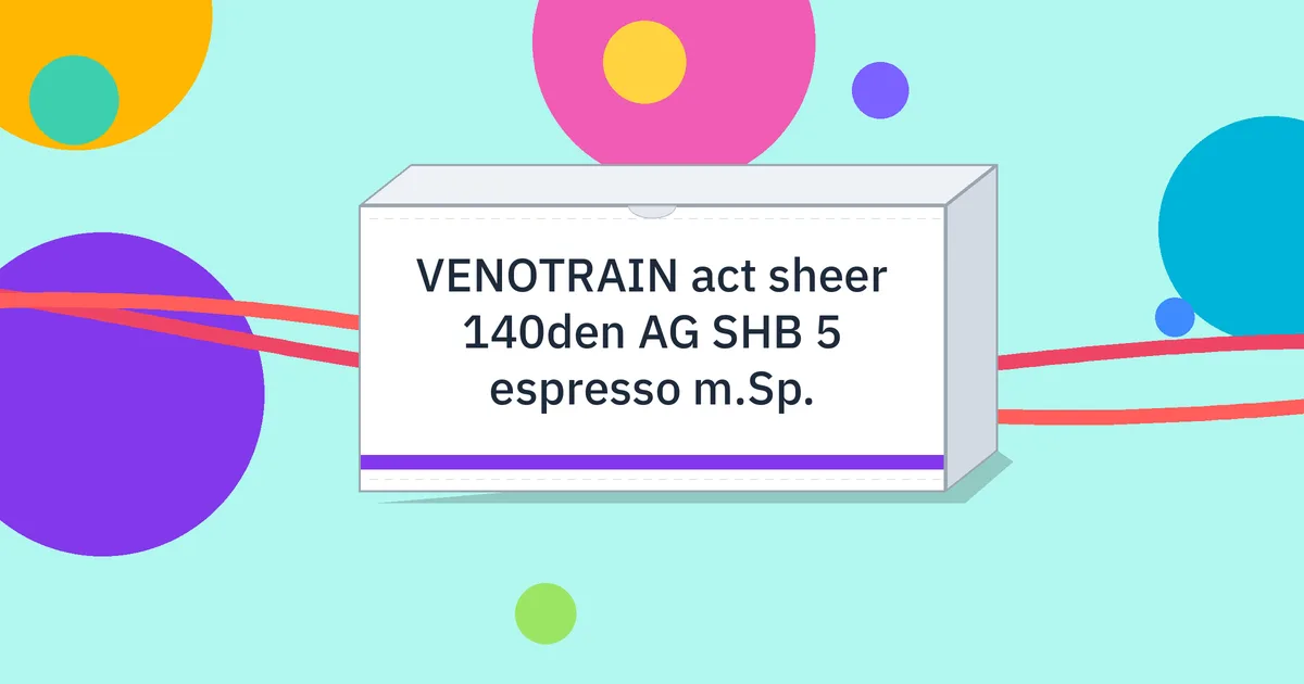 Symbolbild: Packung mit der Aufschrift VENOTRAIN act sheer 140den AG SHB 5 espresso m.Sp. (PZN 16208547) – Verfügbarkeit und Bezug in Apotheken in Frankfurt am Main