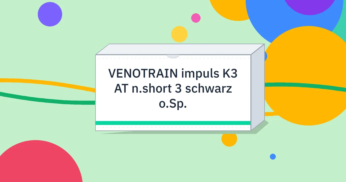 Symbolbild: Packung mit der Aufschrift VENOTRAIN impuls K3 AT n.short 3 schwarz o.Sp. (PZN 19356432) – Verfügbarkeit und Bezug in Apotheken in Frankfurt am Main