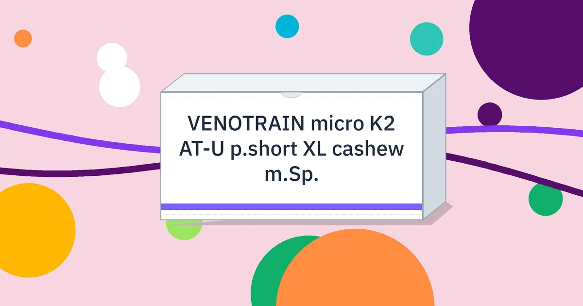Symbolbild: Packung mit der Aufschrift VENOTRAIN micro K2 AT-U p.short XL cashew m.Sp. (PZN 20757774) – Verfügbarkeit und Bezug in Apotheken in Frankfurt am Main