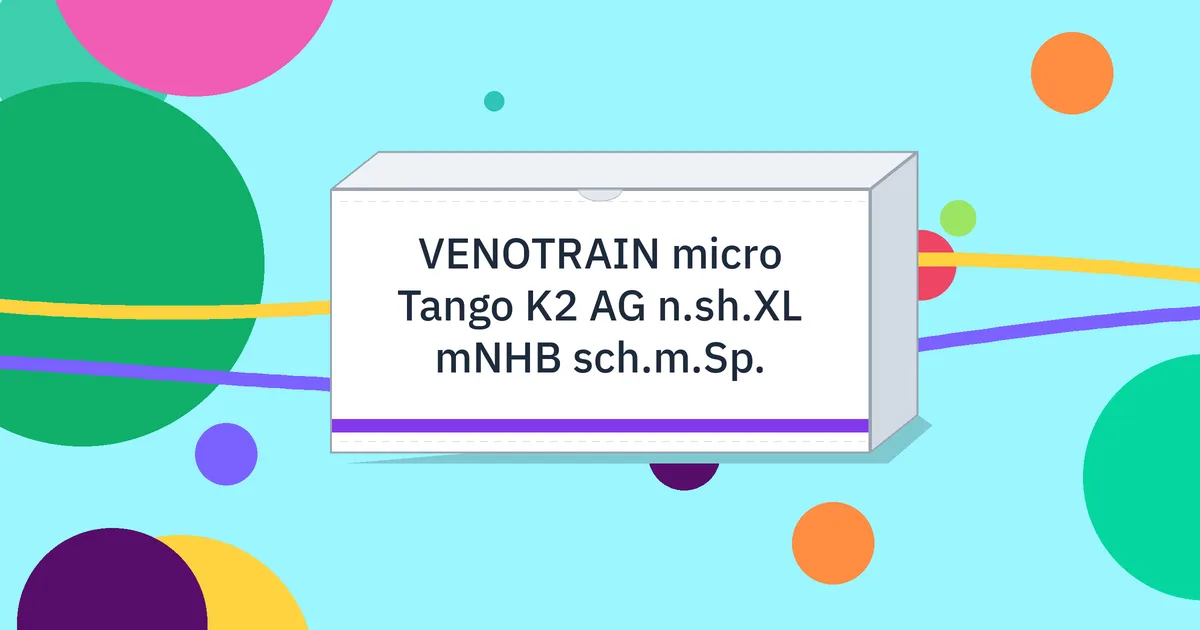 Symbolbild: Packung mit der Aufschrift VENOTRAIN micro Tango K2 AG n.sh.XL mNHB sch.m.Sp. (PZN 17762375) – Verfügbarkeit und Bezug in Apotheken in Frankfurt am Main