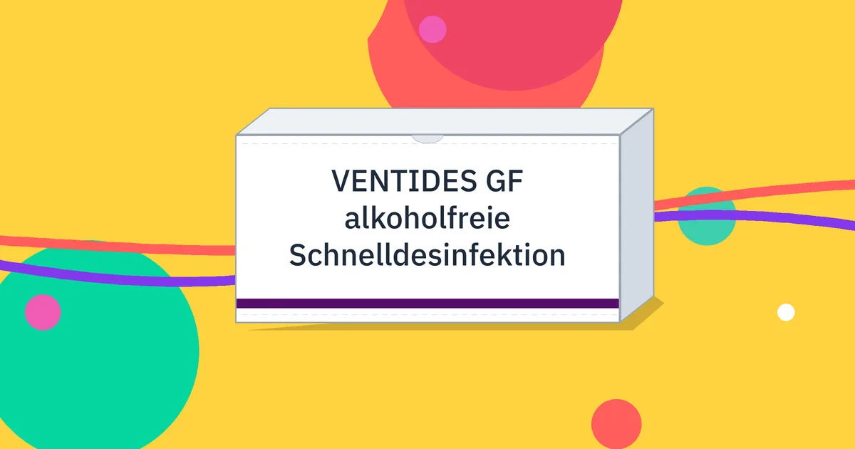 Symbolbild: Packung mit der Aufschrift VENTIDES GF alkoholfreie Schnelldesinfektion (PZN 06920807) – Verfügbarkeit und Bezug in Apotheken in Frankfurt am Main