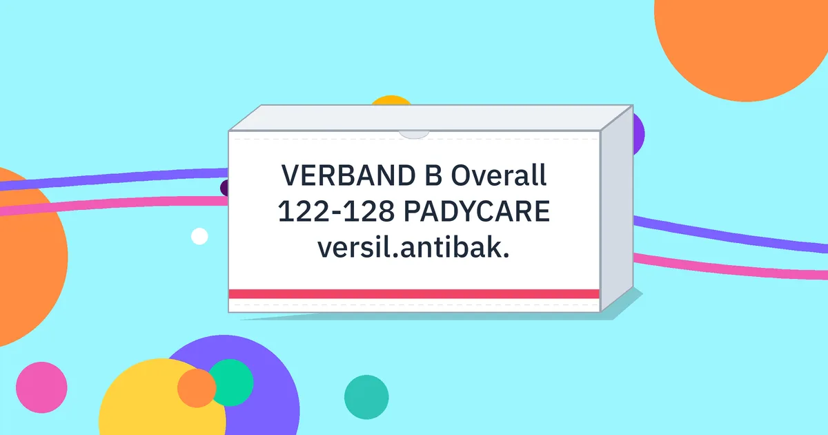 Symbolbild: Packung mit der Aufschrift VERBAND B Overall 122-128 PADYCARE versil.antibak. (PZN 10940371) – Verfügbarkeit und Bezug in Apotheken in Frankfurt am Main