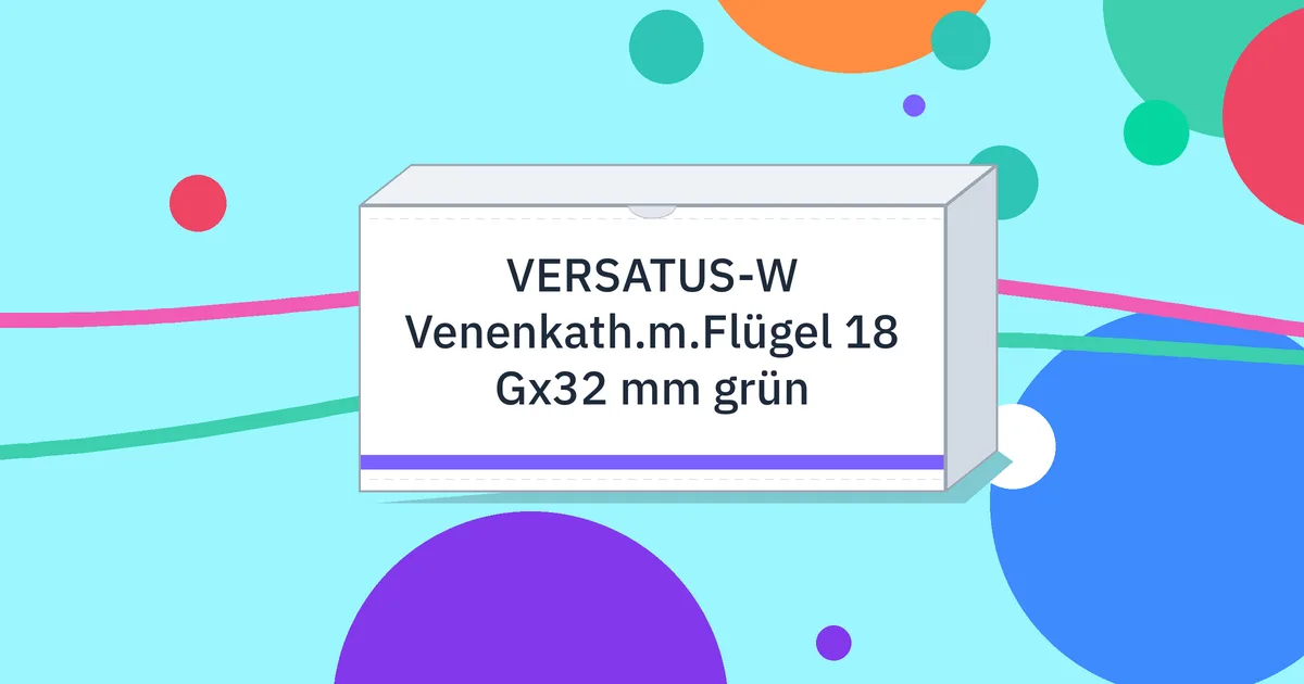 Symbolbild: Packung mit der Aufschrift VERSATUS-W Venenkath.m.Flügel 18 Gx32 mm grün (PZN 01173978) – Verfügbarkeit und Bezug in Apotheken in Frankfurt am Main