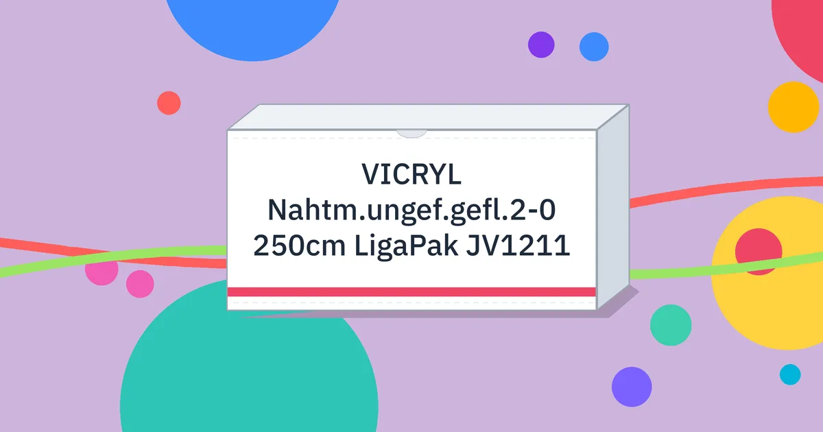 Symbolbild: Packung mit der Aufschrift VICRYL Nahtm.ungef.gefl.2-0 250cm LigaPak JV1211 (PZN 20924462) – Verfügbarkeit und Bezug in Apotheken in Frankfurt am Main