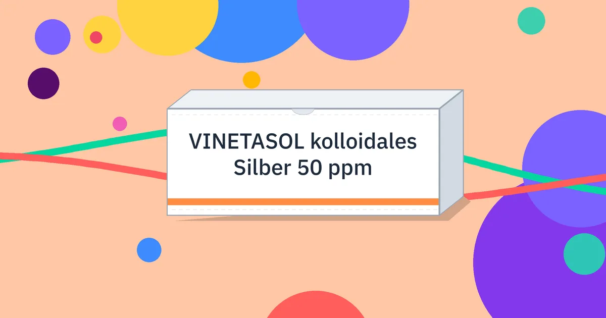 Symbolbild: Packung mit der Aufschrift VINETASOL kolloidales Silber 50 ppm (PZN 20798715) – Verfügbarkeit und Bezug in Apotheken in Frankfurt am Main