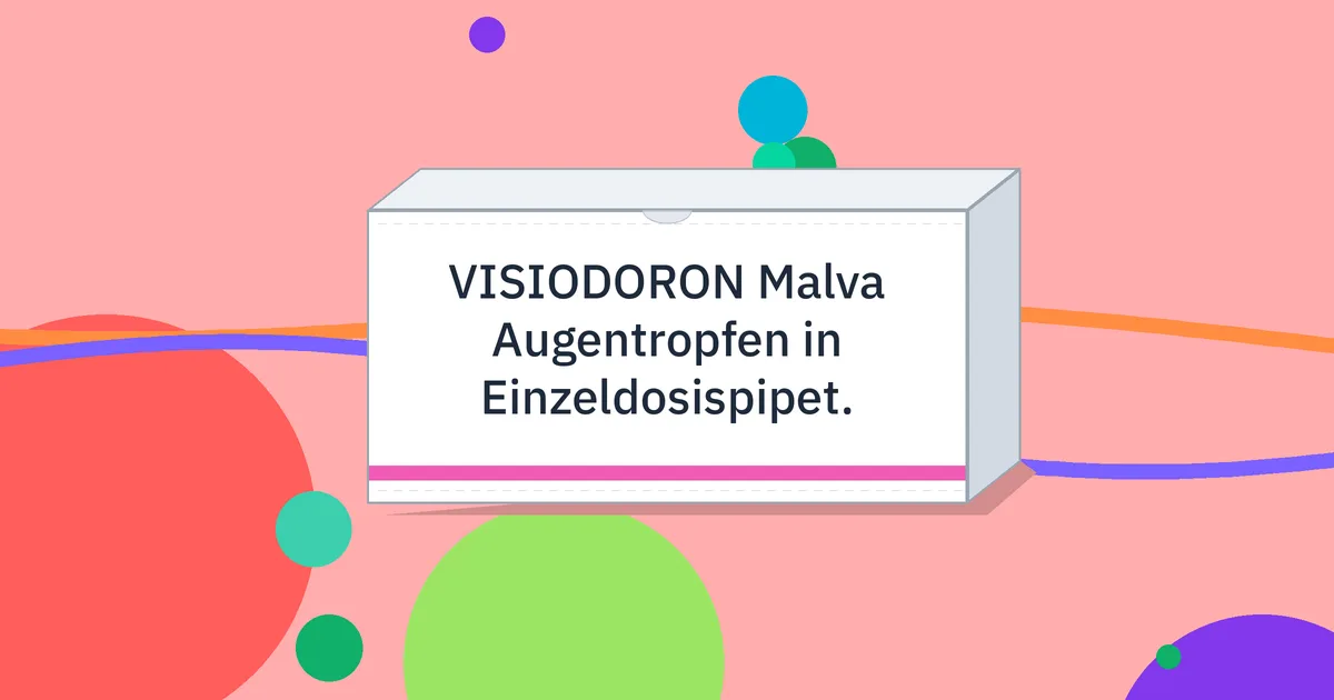 Symbolbild: Packung mit der Aufschrift VISIODORON Malva Augentropfen in Einzeldosispipet. (PZN 08864740) – Verfügbarkeit und Bezug in Apotheken in Frankfurt am Main