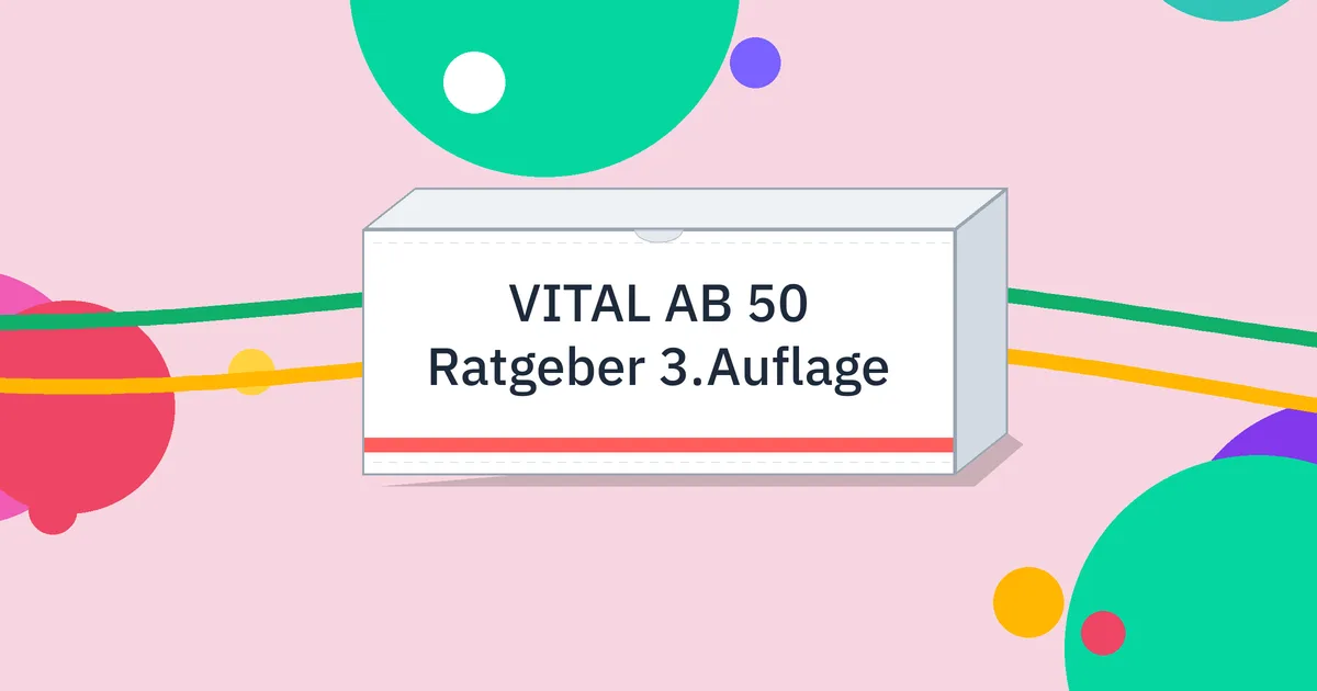 Symbolbild: Packung mit der Aufschrift VITAL AB 50 Ratgeber 3.Auflage (PZN 13833196) – Verfügbarkeit und Bezug in Apotheken in Frankfurt am Main