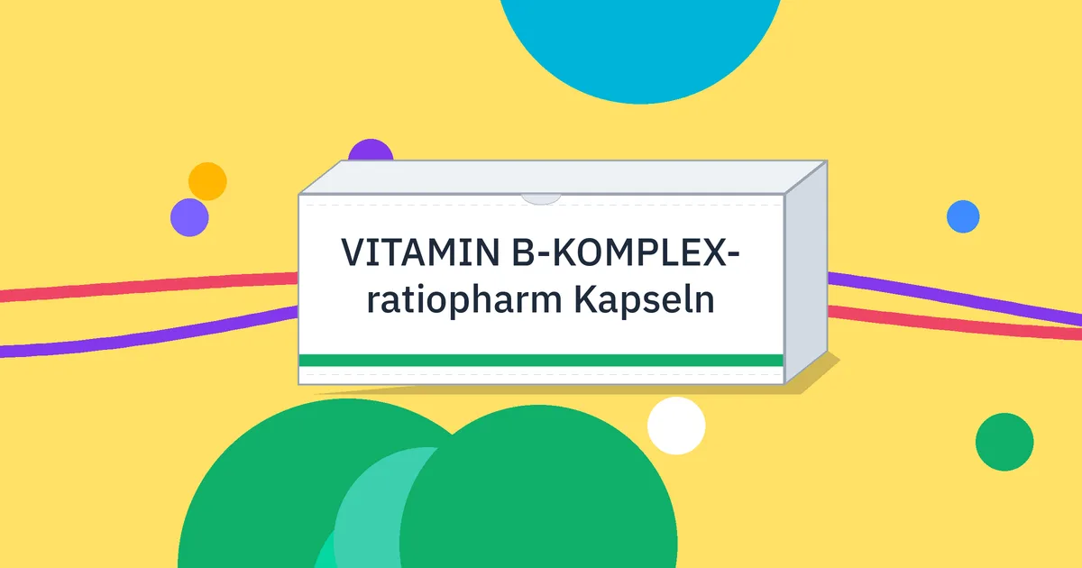 Symbolbild: Packung mit der Aufschrift VITAMIN B-KOMPLEX-ratiopharm Kapseln (PZN 04132750) – Verfügbarkeit und Bezug in Apotheken in Frankfurt am Main