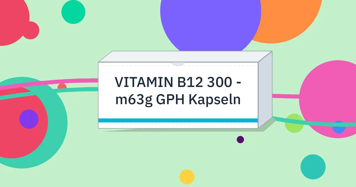 Symbolbild: Packung mit der Aufschrift VITAMIN B12 300 -m63g GPH Kapseln (PZN 13251063) – Verfügbarkeit und Bezug in Apotheken in Frankfurt am Main