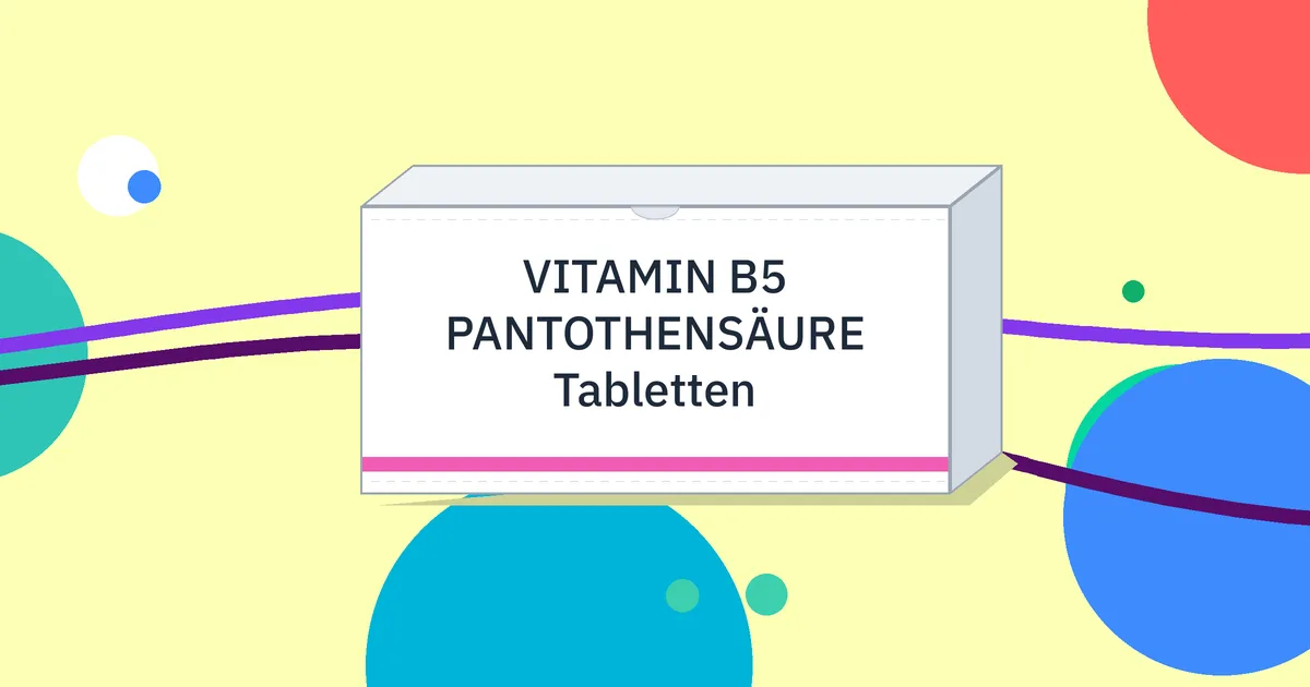 Symbolbild: Packung mit der Aufschrift VITAMIN B5 PANTOTHENSÄURE Tabletten (PZN 11516505) – Verfügbarkeit und Bezug in Apotheken in Frankfurt am Main
