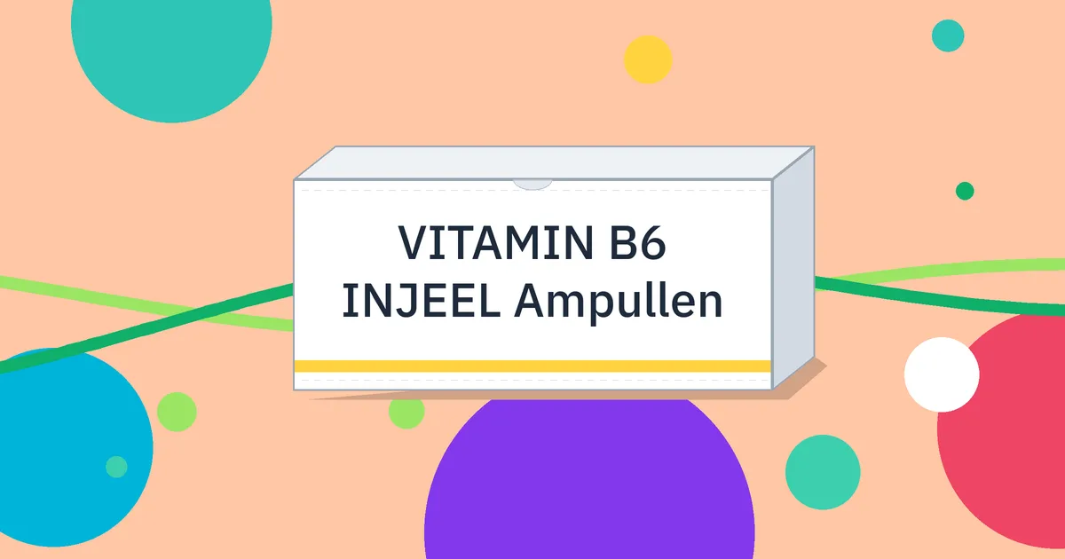 Symbolbild: Packung mit der Aufschrift VITAMIN B6 INJEEL Ampullen (PZN 01894838) – Verfügbarkeit und Bezug in Apotheken in Frankfurt am Main