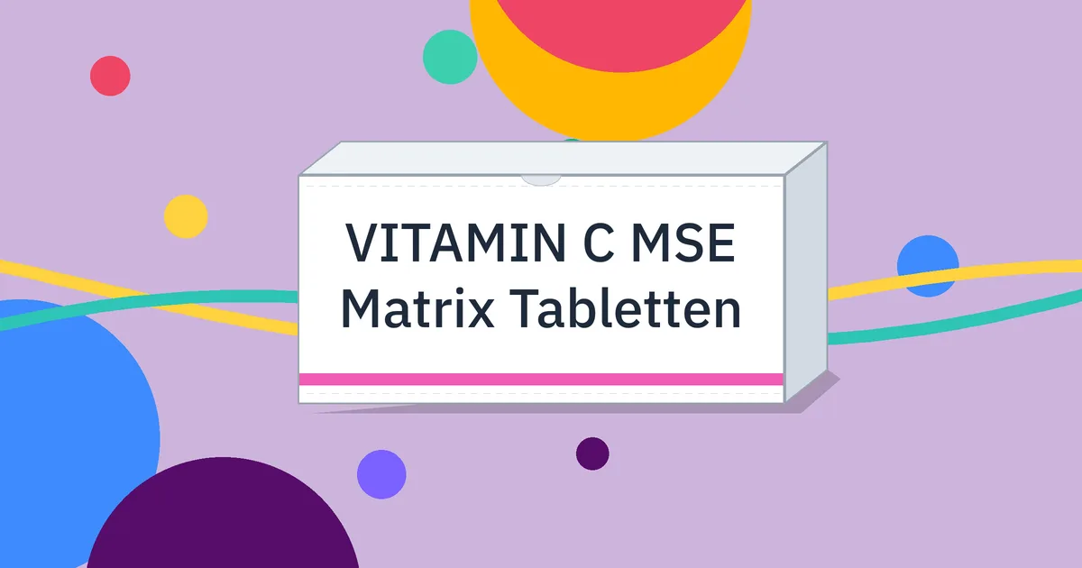 Symbolbild: Packung mit der Aufschrift VITAMIN C MSE Matrix Tabletten (PZN 01046599) – Verfügbarkeit und Bezug in Apotheken in Frankfurt am Main