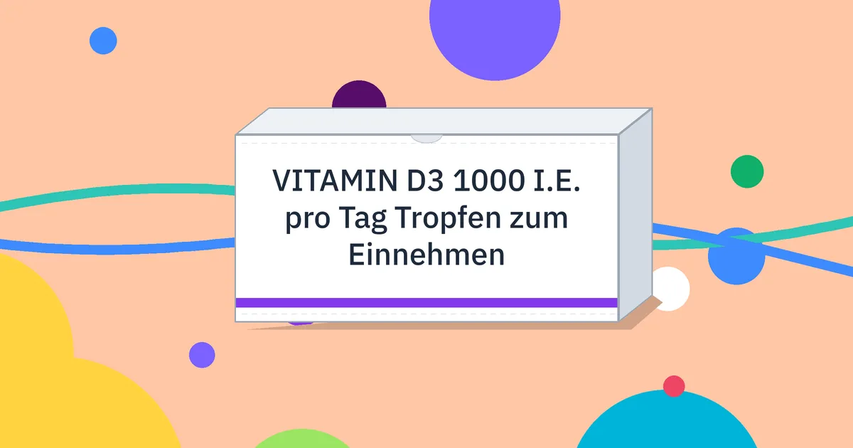 Symbolbild: Packung mit der Aufschrift VITAMIN D3 1000 I.E. pro Tag Tropfen zum Einnehmen (PZN 14238490) – Verfügbarkeit und Bezug in Apotheken in Frankfurt am Main