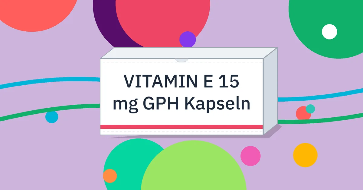 Symbolbild: Packung mit der Aufschrift VITAMIN E 15 mg GPH Kapseln (PZN 04631938) – Verfügbarkeit und Bezug in Apotheken in Frankfurt am Main