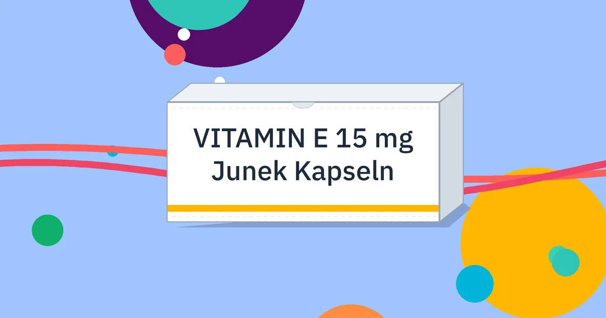 Symbolbild: Packung mit der Aufschrift VITAMIN E 15 mg Junek Kapseln (PZN 00131541) – Verfügbarkeit und Bezug in Apotheken in Frankfurt am Main