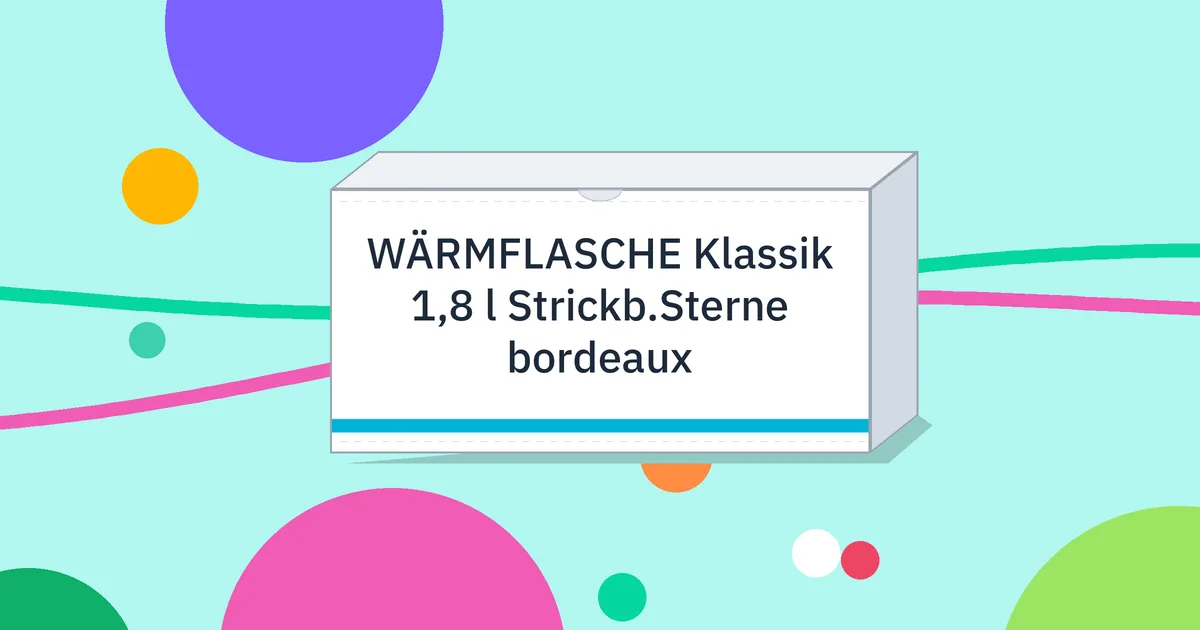 Symbolbild: Packung mit der Aufschrift WÄRMFLASCHE Klassik 1,8 l Strickb.Sterne bordeaux (PZN 11363094) – Verfügbarkeit und Bezug in Apotheken in Frankfurt am Main