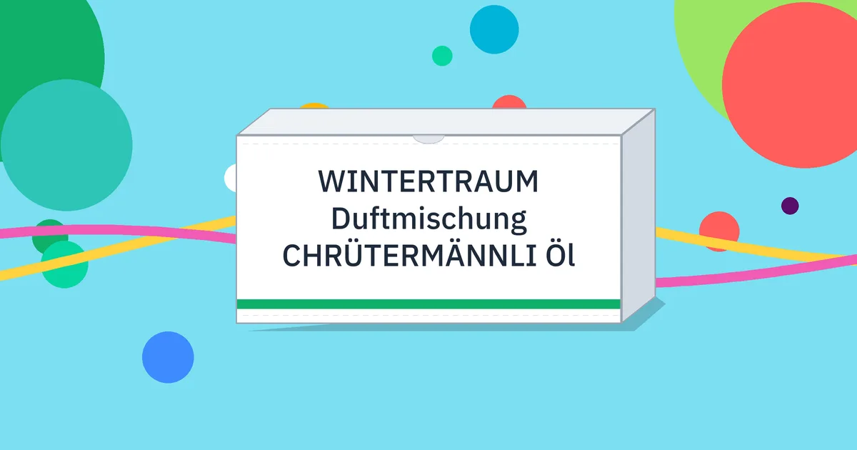 Symbolbild: Packung mit der Aufschrift WINTERTRAUM Duftmischung CHRÜTERMÄNNLI Öl (PZN 07197939) – Verfügbarkeit und Bezug in Apotheken in Frankfurt am Main