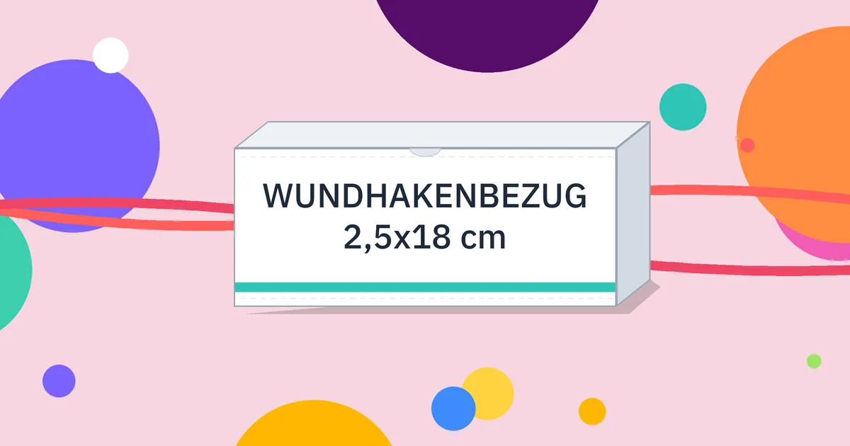 Symbolbild: Packung mit der Aufschrift WUNDHAKENBEZUG 2,5x18 cm (PZN 03055786) – Verfügbarkeit und Bezug in Apotheken in Frankfurt am Main