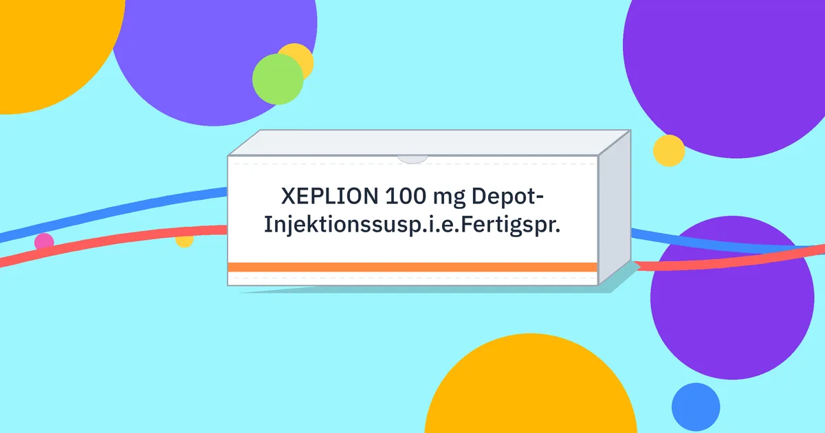 Symbolbild: Packung mit der Aufschrift XEPLION 100 mg Depot-Injektionssusp.i.e.Fertigspr. (PZN 16228231) – Verfügbarkeit und Bezug in Apotheken in Frankfurt am Main