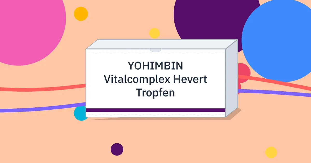 Symbolbild: Packung mit der Aufschrift YOHIMBIN Vitalcomplex Hevert Tropfen (PZN 00352621) – Verfügbarkeit und Bezug in Apotheken in Frankfurt am Main