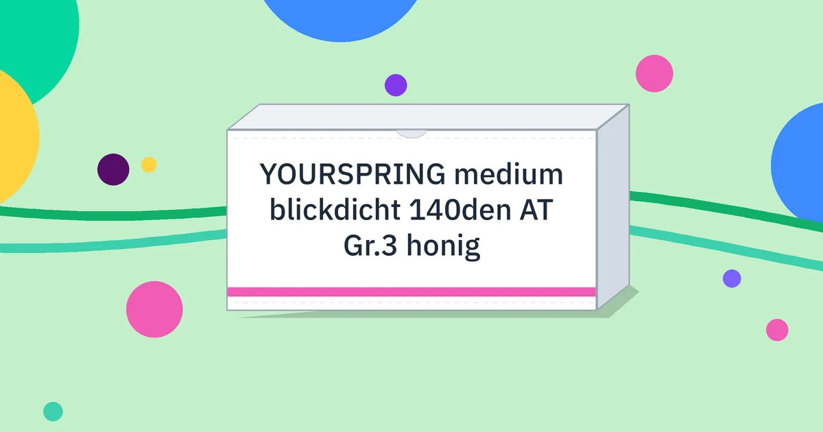 Symbolbild: Packung mit der Aufschrift YOURSPRING medium blickdicht 140den AT Gr.3 honig (PZN 18057934) – Verfügbarkeit und Bezug in Apotheken in Frankfurt am Main