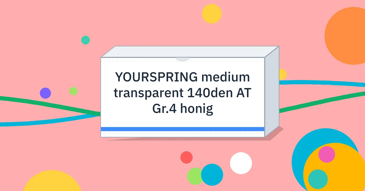 Symbolbild: Packung mit der Aufschrift YOURSPRING medium transparent 140den AT Gr.4 honig (PZN 18057383) – Verfügbarkeit und Bezug in Apotheken in Frankfurt am Main